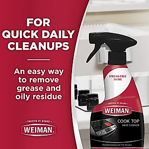 Weiman Ceramic and Glass Cooktop - 10 Ounce - Stove Top Daily Cleaner Kit - 12 Ounce - Glass Induction Cooktop Cleaning Bundle for Heavy Duty Mess Cleans Burnt-on Food