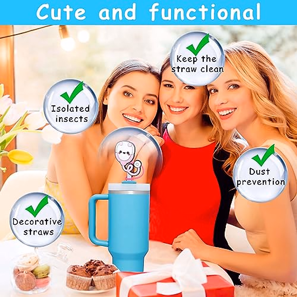 AIERSA 10Pcs Nurse Straw Cover Cap for Stanley Cup, Silicone Straw Topper Compatible with Stanley 30&40 Oz Tumbler with Handle,Straw Tip Covers for Stanley Cups Accessories