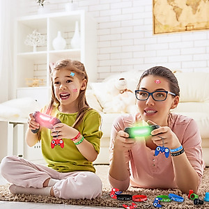 60 Pieces Video Game Party Favors Gifts Set Includes 20 Video Game Bracelets Wristbands, 24 Video Game Stampers, 16 Game Handle Keychains for Game Party Supplies (Classic Style)