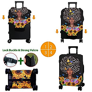 Luggage Cover Approved Cute Travel Suitcase Protector African American Elastic Washable Baggage Covers for 18-20 inch Girl Luggage(S)