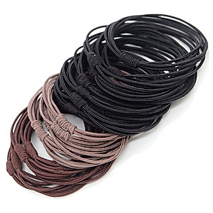 WDGROW Hair Ties Bracelets No Dmamage,Large Hair Tie for Women,Men,Girls,Seamless,Pony Tails Tie,Handmade Scrunchies,No Plastic,for Thick Curly Hair,20Pcs,4-1 Design (Black Gray Brown)