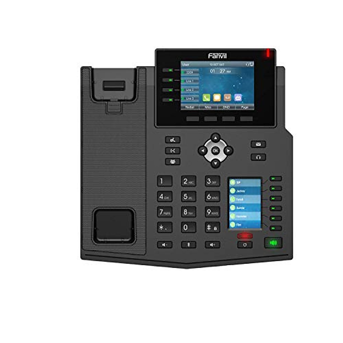 Fanvil X5U High-End VoIP Phone, 3.5-Inch Color Display, 2.4-Inch Side Color Display for DSS Keys. 16 SIP Lines, Dual-Port Gigabit Ethernet, Power Adapter Not Included