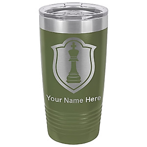 LaserGram 20oz Vacuum Insulated Tumbler Mug, Chess King, Personalized Engraving Included (Camo Green)