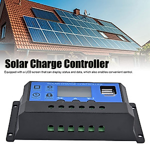 Solar Controller Panel Charger LCD Display Dual USB Intelligent Control Regulator DC 12V/24V(10A)