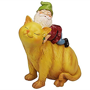 CCOQUS Garden Gnome Cat Statue - Garden Decor Outdoor Patio Lawn Yard Christmas Decoration