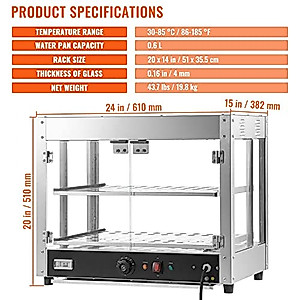 Commercial Food Warmer Countertop Pizza Cabinet with 2 Tiers and Water Tray