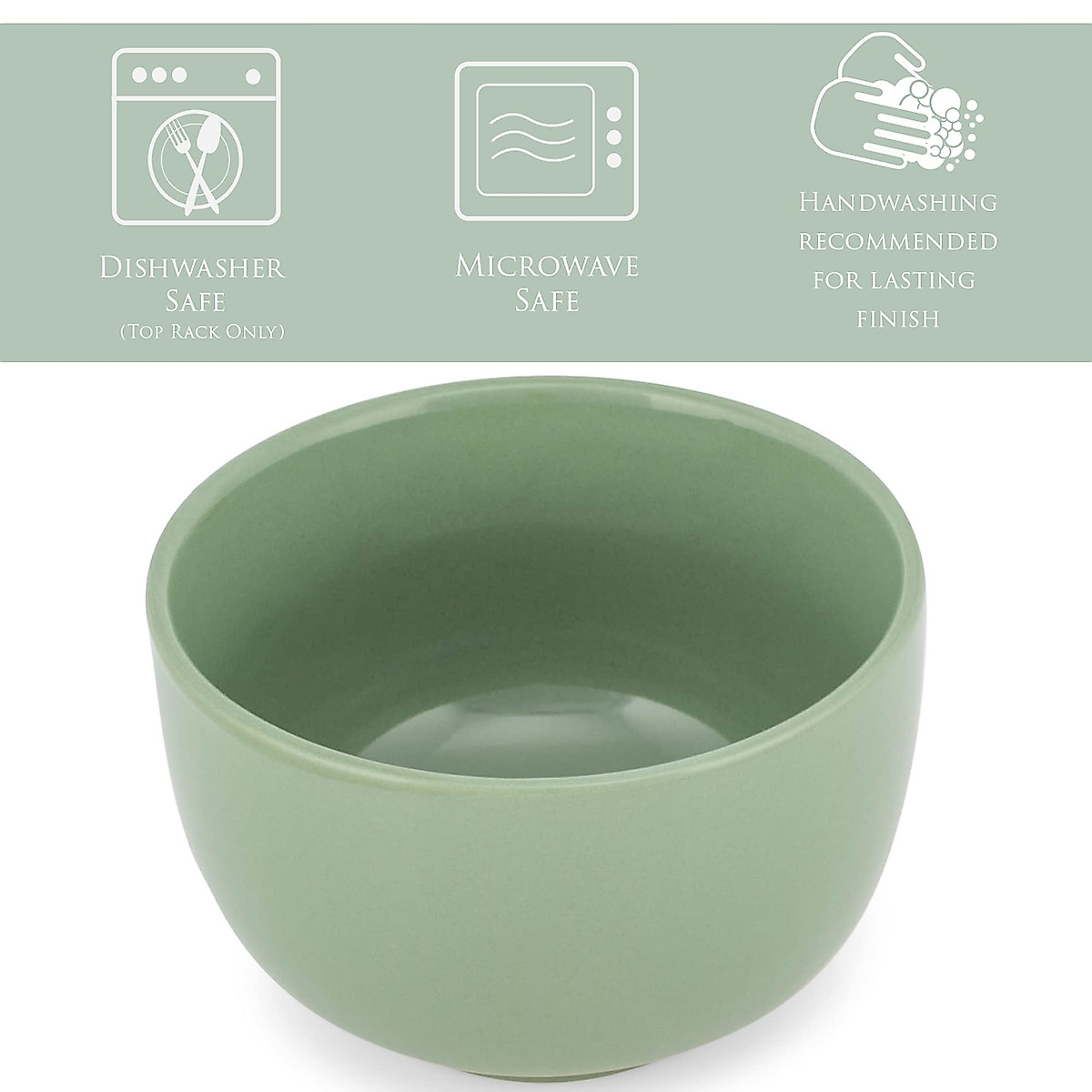 Elanze Designs Bistro Glossy Ceramic 4 inch Cute and Small Dessert Bowls Set of 4 - Perfect for Everyday uses from Snacks, Ice Cream, Candy and Treats, Sage Green