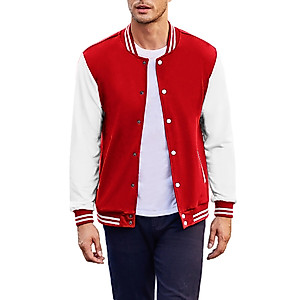 COOFANDY Men's College Varsity Jacket Lightweight Baseball Jackets Football Letterman Jacket