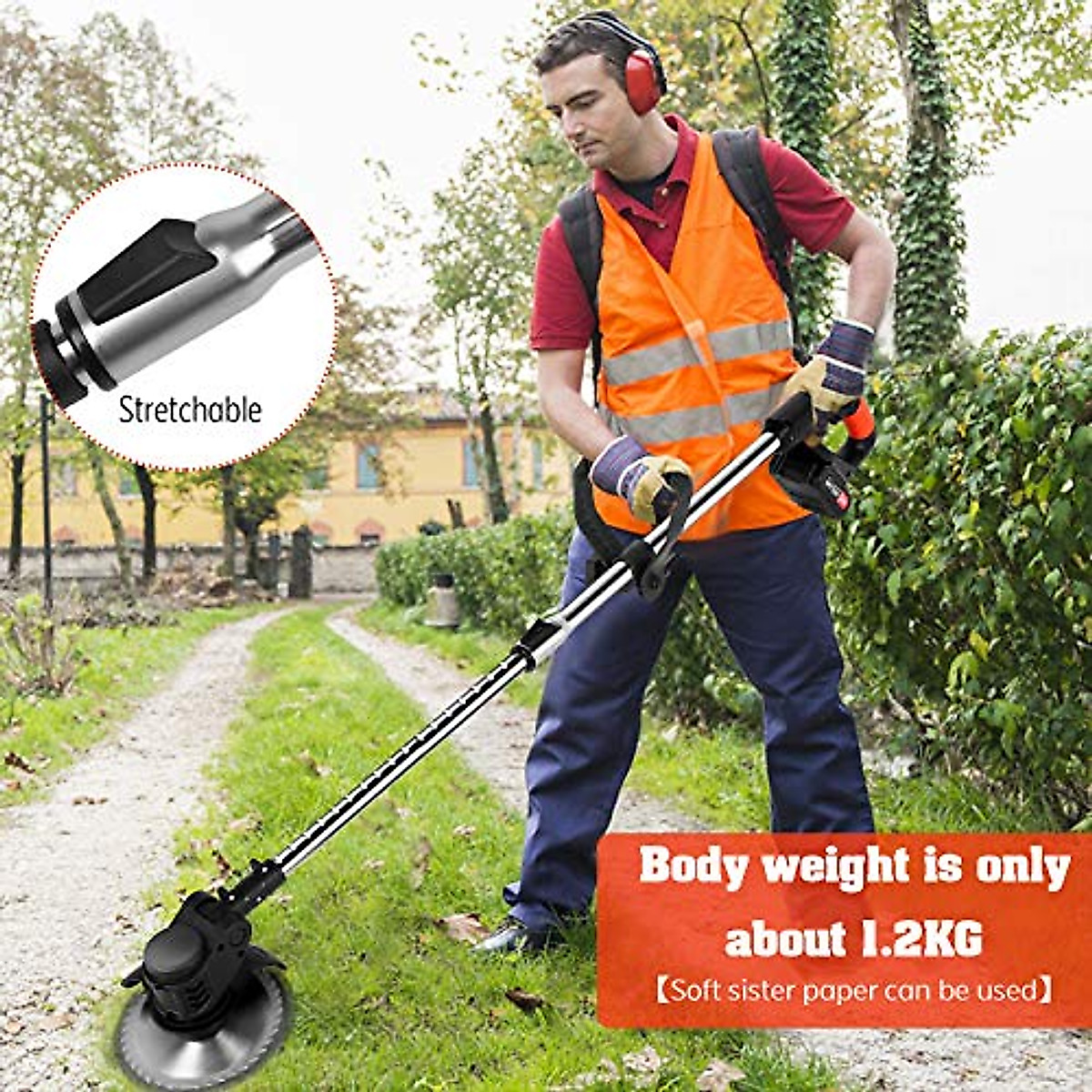 3 in 1 Weed Wacker Cordless String Trimmer - 24V Power Weed Eater Grass Trimmer with 3 Function Blades 2 Li-Ion Battery, Height Adjustable Lawn Edger Brush Cutter for Home Garden Lawn Yard