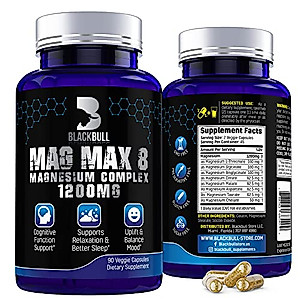 Blackbull MagMax Magnesium Complex 1200 mg -90 Capsules | L-Threonate, Glycinate, Citrate, Chelate, Bisglycinate, Malate, Aspartate, Taurate | Calm and Sleep