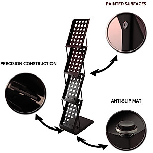 ARNOTEKS Foldable Brochure Display Stand Magazine Catalog Literature Rack Portable 4 Pockets with Carrying Bag，Stable Not Easy to Deform for Exhibitions Trade Show and Office Retail Store（Black）