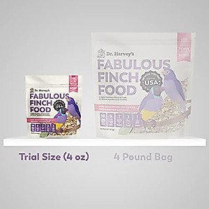Dr. Harvey's Fabulous Finch Food for Outside Feeder and Indoor Birds- Premium Bird Feed with Seeds, Nuts, Fruits, Vegetables for Finches Trial Size (4 Oz)