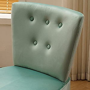 EODNSOFN Velvet Fabric Upholstered Trundle Chair with Black Metal Legs Dining Room Living Room Bedroom, Light Blue