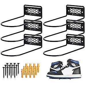 J JACKCUBE DESIGN Black Metal Floating Shoe Display Shelves for Wall Mount, Set of 6 Sneaker Showcase Organizer Rack Display -MK1068A