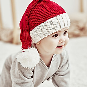 Christmas Hat for Kids, Santa Hat Winter Hat for Baby Slouchy Beanie Windproof Warm Knit Christmas Decoration Cap Red