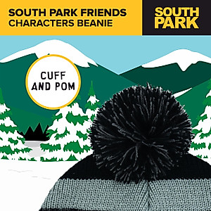 South Park Knitted Acrylic Winter Beanie Hat with Cuff and Pom, Multi, One Size