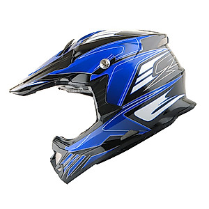 1Storm Adult Motocross Helmet BMX MX ATV Dirt Bike Downhill Mountain Bike Helmet Flying Style H819-5 + Motorcycle Bluetooth Headset: Flying Blue