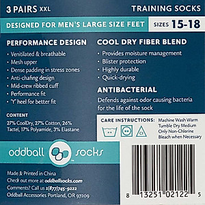 Oddball Performance Training Short-Crew Socks XXL (Men's size 15-18) (3-Pack) (Multicolor)