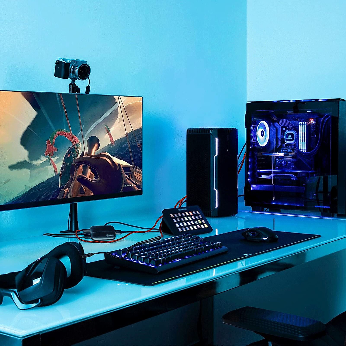 weishan HD60 S Chat Link Audio Cable Replacement for Elgato HD60 S+, HD60PRO, 4K60 PRO Capture Card, Gaming Capture Record Cord Works on PS5 PS4 Xbox One X/S, Red Braided 6.6ft