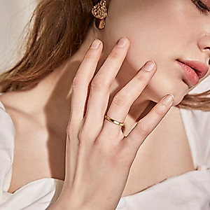 HAIAISO 14K Gold Filled Rings Stacking Rings for Women Stackable Band Ring Plain Statement Ring Comfort Fit Size 5 to 10(SIZE 6)