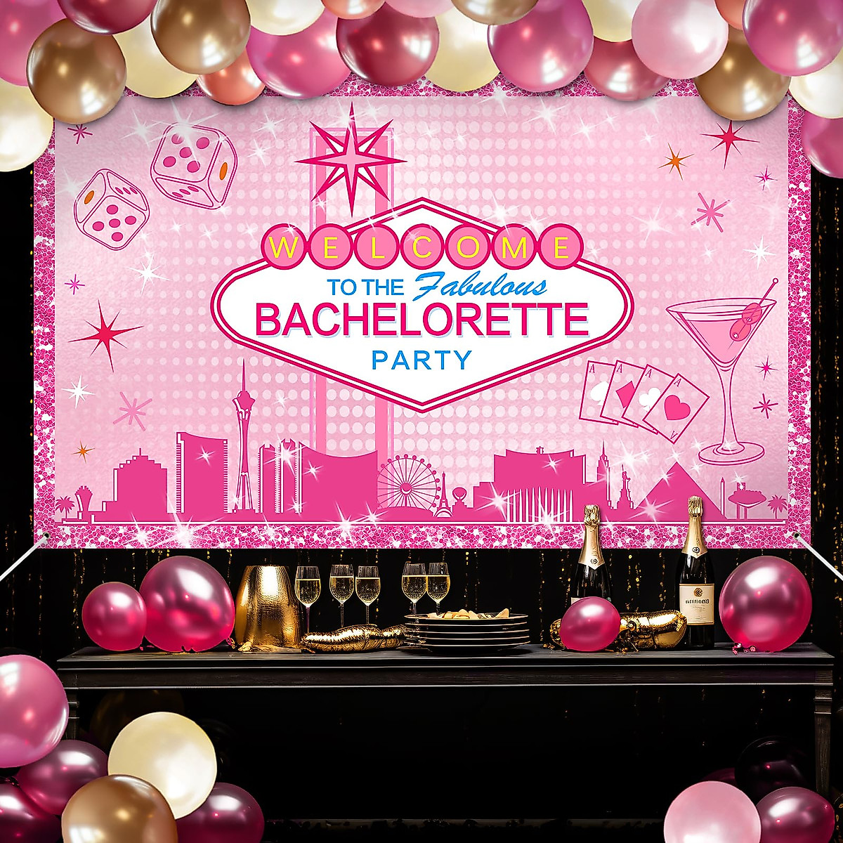 Avezano Las Vegas Bachelorette Backdrop Welcome Tofabulous Las Vegas Bachelorette Party Decorations Banner Pink Casino Casino Theme Prom Bachelorette Banner Supplies Props 70.8 x 43.3 Inch