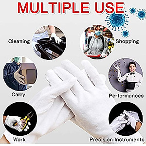 24pcs Unisex Soft White Cotton Gloves for Eczema Gloves for Moisturizing Dry Hands White Cotton Inspection Gloves (Large)