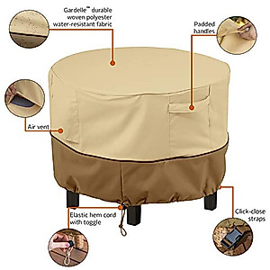 Classic Accessories Veranda Water-Resistant 22 Inch Round Patio Ottoman/Coffee Table Cover, Outdoor Ottoman Cover