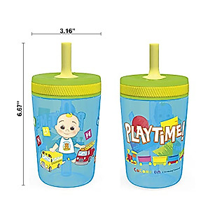 Zak Designs 15oz Cocomelon Kelso Tumbler Set, Leak-Proof Screw-On Lid with Straw Made of Durable Plastic and Silicone, Perfect Bundle for Kids, 1 Count (Pack of 1)