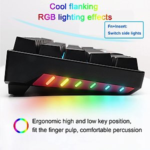 RK ROYAL KLUDGE RK71 Wireless Mechanical Keyboard 70% 71 Keys Bluetooth Tenkeyless USB Wired Compact Keyboard Portable Gaming/Office with Stand-Alone Arrow Keys for Windows MacOS(Black-Brown Switch)