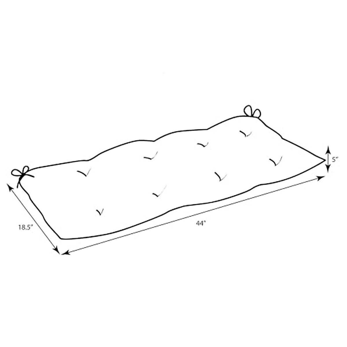 Pillow Perfect Outdoor/Indoor Daytrip Pacific Tufted Bench/Swing Cushion, 44" x 18.5", Blue