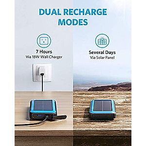 Anker PowerCore Solar 20000, 18W USB-C Power Bank 20,000 mAh with Dual Ports, Flashlight, IP65 Splash Proof and Dustproof for Outdoor Activities, Compatible with Smartphones and Other Devices