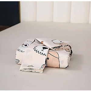 SDY 3PCS Dog Print Pattern Duvet Cover Set Twin, Bed in a Bag Duvet Cover and 2 Pillowcases, Corner Ties and Zipper Closure, Cute Cartoon Puppy Bedroom Decor for Kids, Children, Boys, Girls and Teens