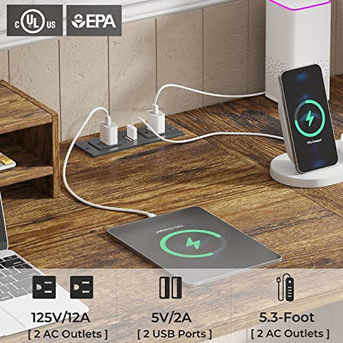 SEDETA 63" L Shaped Desk, Convertible Long Home Office Desk or Corner Desk, Office Computer Desk with Drawer, Power Strip, Storage Cabinet & Monitor Stand for Home Office, Rustic Brown