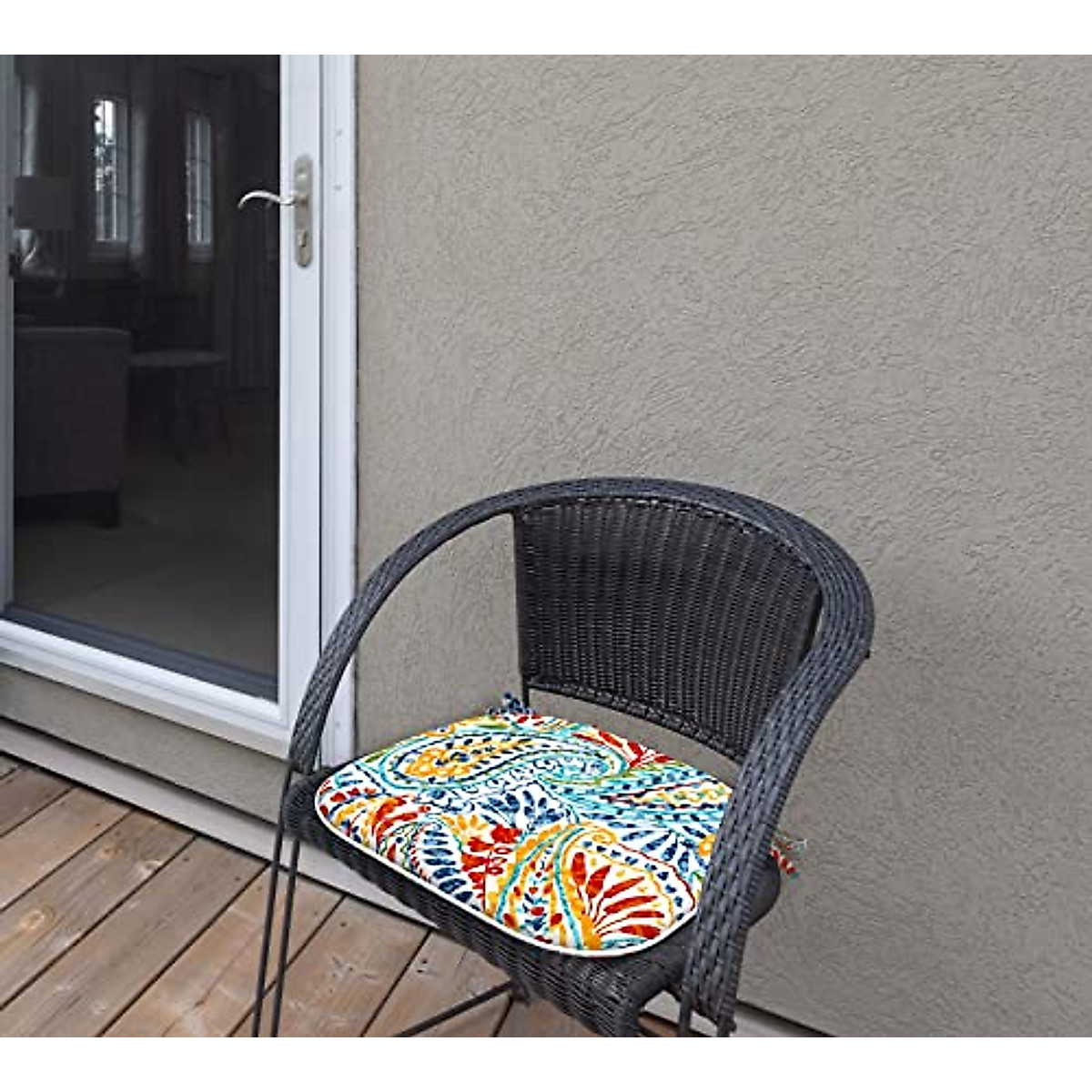 LVTXIII Indoor/Outdoor Chair Cushions Seat Cushions with Ties, Patio Chair Pads D16xW17 Inch for Patio Furniture Garden Home Office Decoration 2 Pack,Paisley Multi