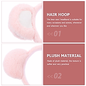 Beaupretty Face Wash Headband - Bear Ears Headband Cute Plush Animal Ears Headband Party Headwear Women Headband Spa Headband for Women Girls(Pink White)