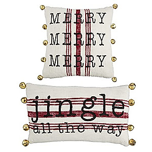 Mud Pie Christmas Bell Pillow, Merry