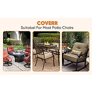 COVERR Outdoor Patio Furniture Cover, Waterproof Heavy Duty Patio Chair Cover, Patio Chair Covers 2 Pack Fits Up to 28Wx32Dx36H inches (Beige & Orange)…