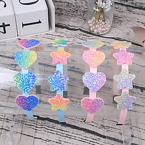 XIMA Glitter Heart Girls Headbands Rainbow Star Hariband for Children Girls Hair Accessories Pack of 8