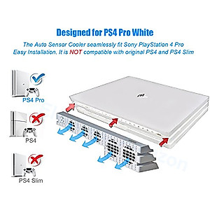 ElecGear Auto Cooling Fan for PS4 Pro, External USB Cooler Automatic Temperature Sensor Controlled Radiator Heat Exhaust Works with Playstation 4 Pro CUH-7xxx White