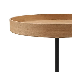 Round Pedestal Side Table | Ash Veneer Top | End Table | Night Stand | Plant Stand | Modern | Mid Century | Living Room