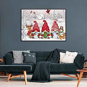 lmedbr Christmas Gnomes Diamond Painting Kits, Winter Gnomes Diamond Art Kits for Adults,DIY 5D Round Full Drill Gnome Gem Art Kit,Rhinestones Crystal Arts & Crafts Home Wall Decor Gift 16x12 Inch