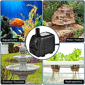 DOMICA 220 GPH Ultra Quiet Fountain Pump, Small Submersible Pump ( 15W 800L/H ) for Pond, Water Feature, Aquariums, Hydroponics, Indoor or Outdoor Fountain