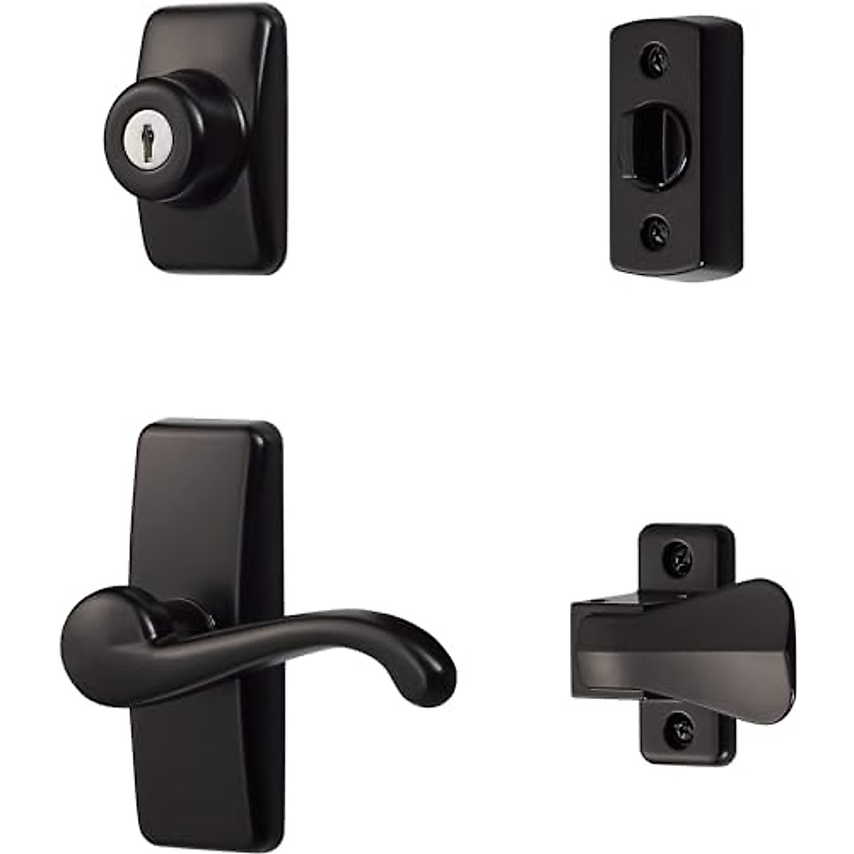 Ideal Security Handle Set with Latch and Keyed Deadbolt, Screen Door Handle, Storm Door Handle, Black