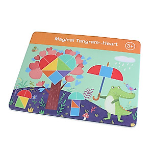 NOOLY Magnetic Game Puzzle, Educational STEM Tangram Geometric Shape Toy Geometric Shape Puzzle for Preschool (Heart) PW0432