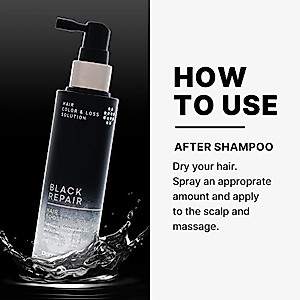 DERMACENTRIC Black Hair Repair Tonic Spray | Vegan Gray Hair Spray for Hair Growth & Scalp Care | Korean Hair Care for Men & Women Unscented Root Touch Up Hair Regrowth Tonic Spray (3.38fl oz)