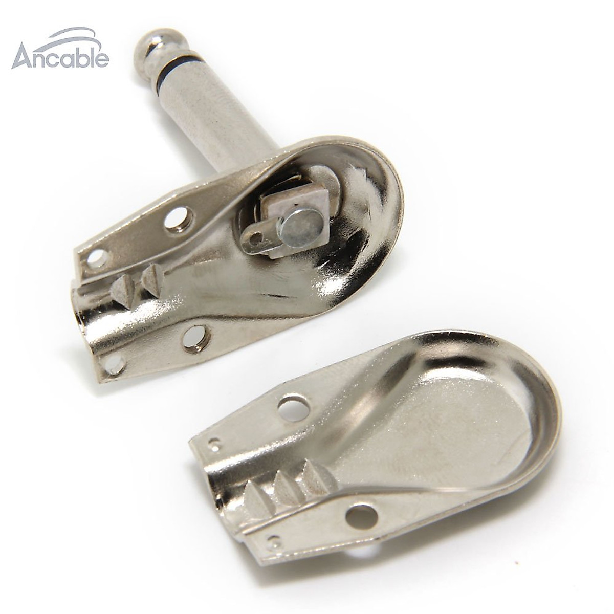 Ancable 4-Pack 1/4" Right Angle Plugs TS Mono Heavy Duty Flat Low Profile Pancake Style for Guitar, Instrument, Speaker/Microphone/Patch Cables - 6.35mm Male 1/4 Inch Phone Plug