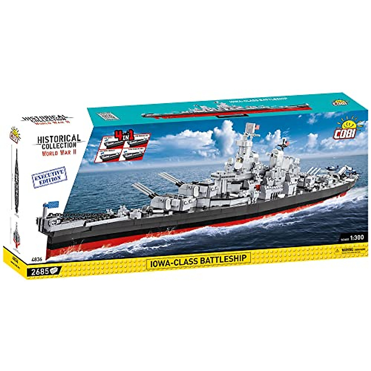 COBI Historical Collection World War II Iowa-Class Battleship, 4-in-1 Executive Edition