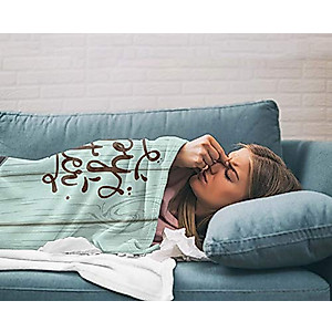 Happy Easter Flannel Fleece Throw Blanket Soft Blankets,40x50In Cute Bunny Tail Stripes Eggs Lightweight Micrifiber Blanket for Kid/Teen/Men Bedroom, Living Room Couch Sofa Teal Wooden Grain