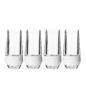 HOST Champagne Freeze Stemless Wine Glasses, 9oz Set of 4, Freezer Cooling Cups, Mothers Day Gifts, Mom Birthday Gifts, Gifts for Women, Glitter