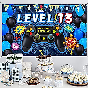 Vlipoeasn 13th Birthday Video Game Backdrop Level 13 Unlocked Official Teenager Backdrop Banner 13th Video Game Birthday Decorations 13th Birthday Backdrop for Boys